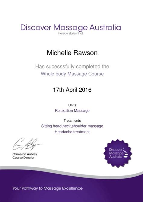 Whole Body Massage Certificate 1