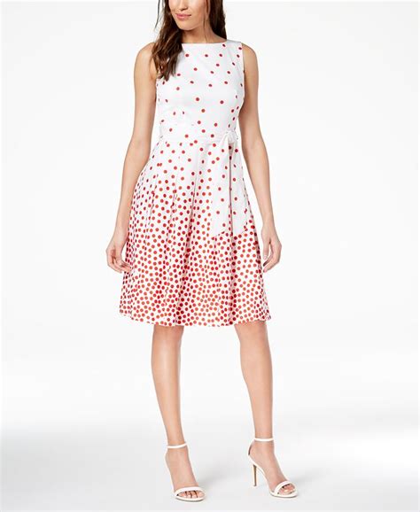 Anne Klein Polka Dot Fit And Flare Dress Macys