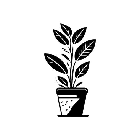 Premium Vector Plant Pot Icon Hand Draw Black Colour Agriculture Logo