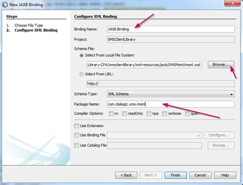 how to create jaxb classes in client library using msml xsd file