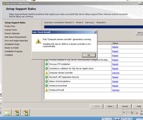 solved domain controller warning setting up sql sever 2008 experts