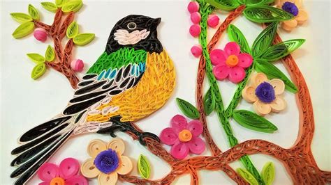 Paper Art Quilling Wall Decorations Quilling Bird Sitting On Tree
