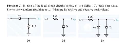 solved problem 1 for the circuits below using ideal diode