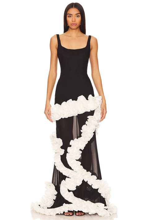 Nbd Wisteria Gown In Black And White Revolve