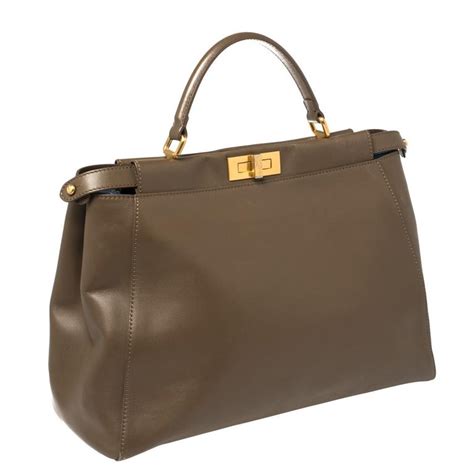 Fendi Brown Leather Large Peekaboo Top Handle Bag At 1stdibs