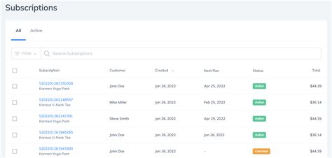 searching and filtering subscriptions support