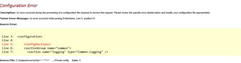 c iis website browse parse error message an error occurred