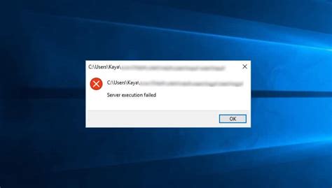 how to fix server execution failed error in windows 10
