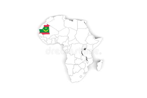 Africa 3d Map With Borders Marked Mauritania Area Marked With