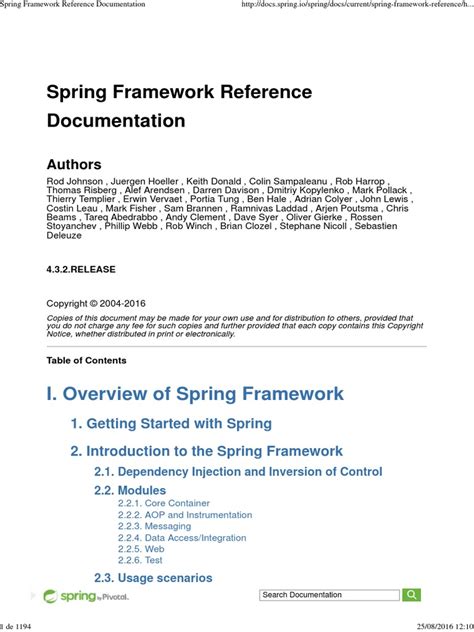 spring framework reference documentation pdf spring framework