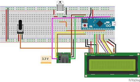 fritzing project basic weatherstation with arduino sd card and lcd