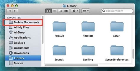 how to access icloud documents from the mac os x finder of os x lion
