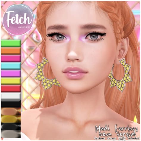 Second Life Marketplace [fetch] Madi Earrings Neon