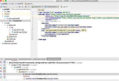 java xxx is not public when config servlet in web xml intellij