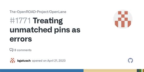 treating unmatched pins as errors · issue 1771 · the openroad project
