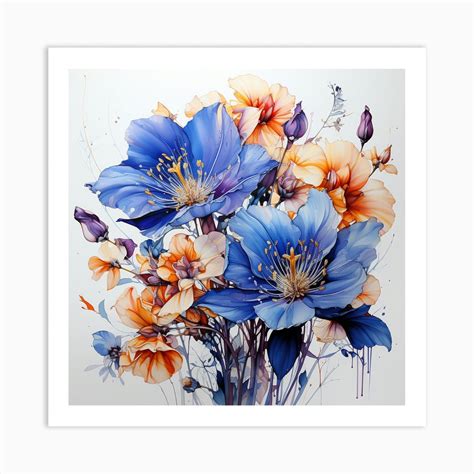 Blue Flowers Art Print By Printsbysmp Fy