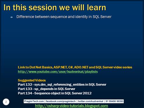 sql server and c video tutorial difference between sequence and