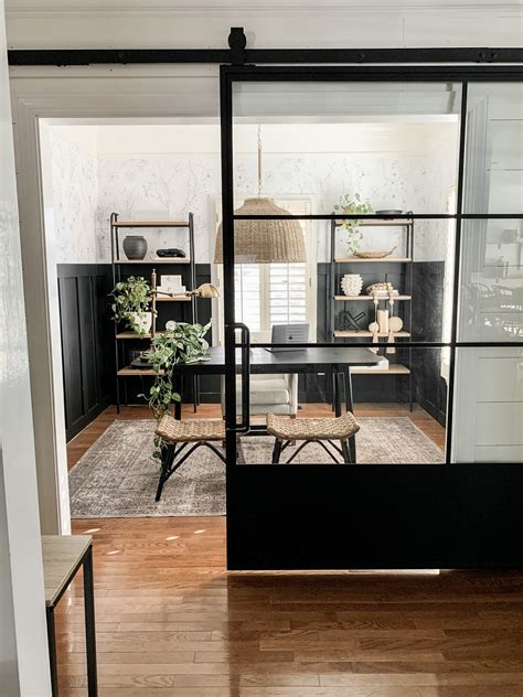 Home Office Sliding Black Glass Door Reveal Bless This Nest
