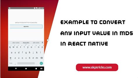 example to convert any input value in md5 in react native
