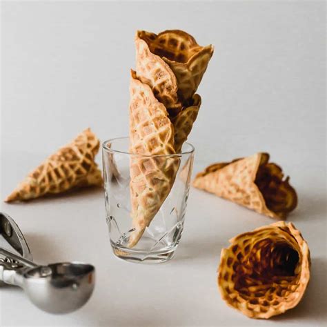 Homemade Ice Cream Waffle Cones Vanilla And Chocolate Sift And Simmer