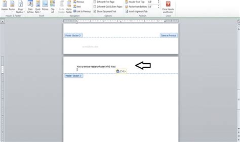 how to remove header or footer in ms word