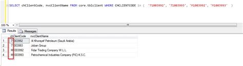 sql server client codes and client names discrepancy based on the 1st