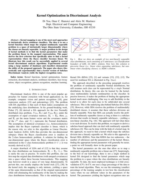 kernel optimization in discriminant analysis