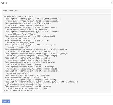 python odoo typeerror expected string or buffer stack overflow
