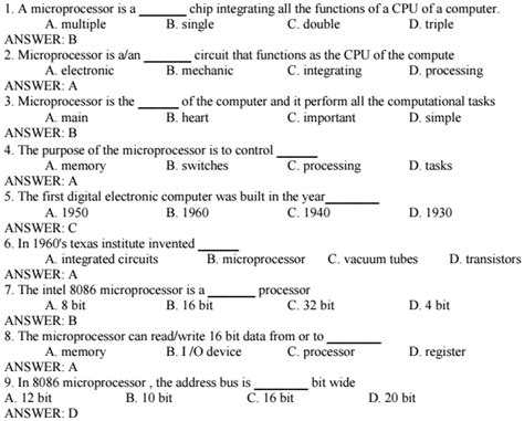 microprocessors bits mcq multiple choice questions and answers pdf