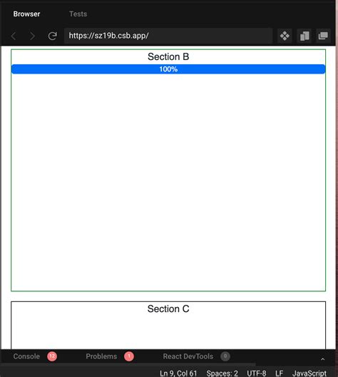 html javascript how to start update scroll percentage when element