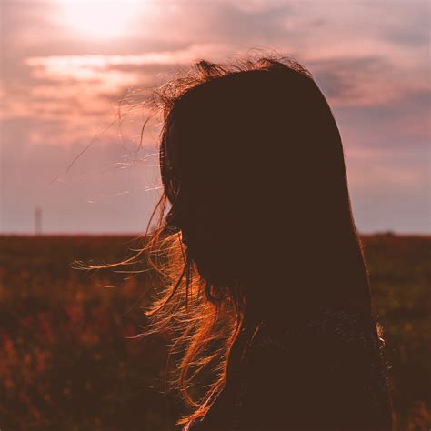 hl61 side girl shadow sunset field nature wallpaper