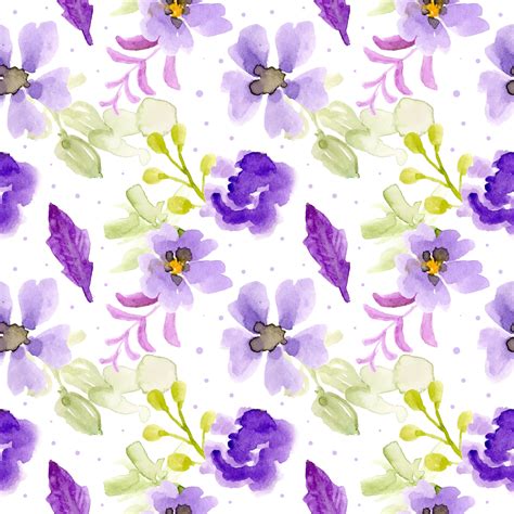 Premium Vector Purple Floral Watercolor Seamless Pattern