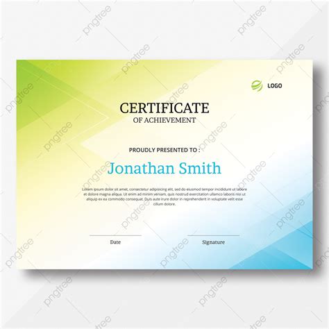 Abstract Colored Green And Blue Shapes Certificate Design Template
