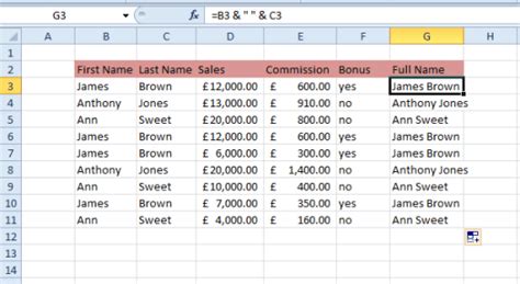 using the concatenate function in excel