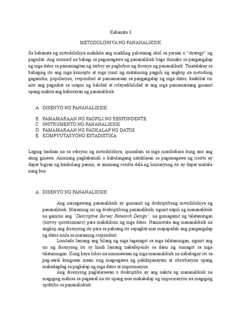Kabanata 3 Metodolohiya Ng Pananaliksik Pdf