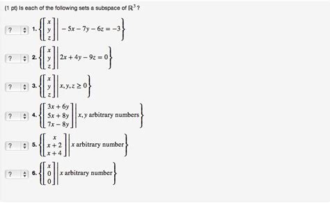 solved is each of the following sets a subspace of r3