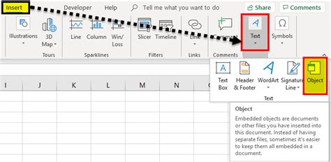 embedding file in excel how to insert an object in excel