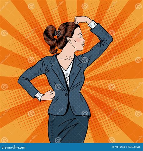 Pop Art Confident Business Woman Showing Muscles Stock Vector