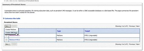 create jdbc persistent stores