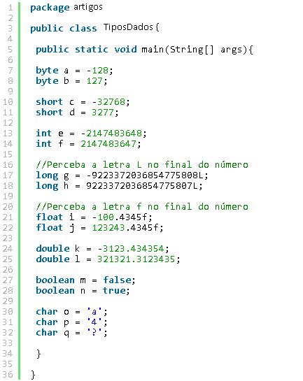 fábrica de software tipos de dados em java