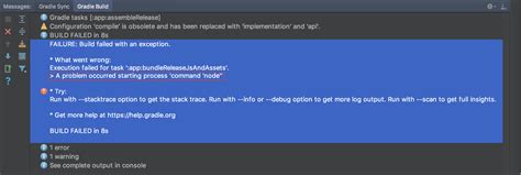 rn android 安卓打包报错a problem occurred starting process command node