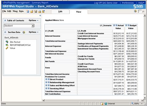 open a summary report