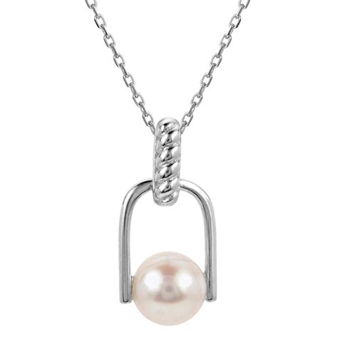 Sterling Silver Cultured Freshwater Pearl Twisted Pendant With Chain