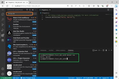 installing c dev kit extension in vscode running within linux docker