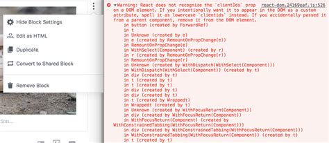 js warning react does not recognize the `clientids` prop on a dom