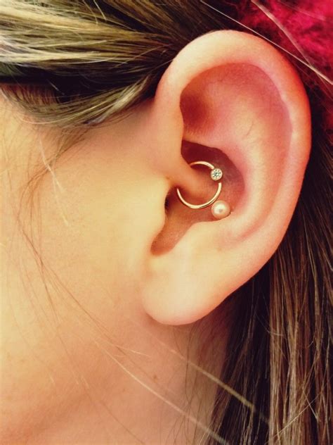 Daith And Conch Piercing Combination Maria Tash Ring Daith Ear