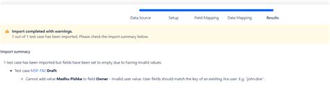 unable to add owner field when imported test case via csv file