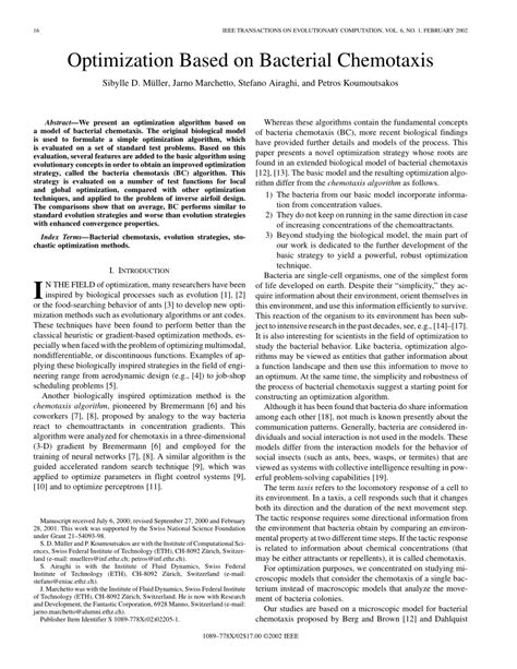 pdf optimization based on bacterial chemotaxis