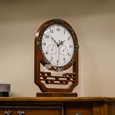 wooden table clock large chinese style decorative vintage desk clock