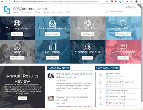 shortpoint on sharepoint single part app pages spa support center